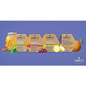 Zarbee's Naturals 99% Honey Cough Soothers, Natural Cherry Flavor,Drops, 14 Count