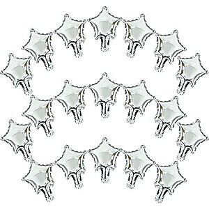 100 Pcs 5'' Silver Star Shaped Balloons Foil Balloons Mylar Balloons for Baby Shower, Gender Reveal, Wedding, Birthday or Engagement Party Decoration (Silver)