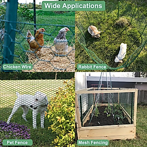 Mklsit Chicken Wire for Floral Arrangements, 15.7 x 157 Inches Green Floral Chicken Wire Mesh, 0.6 Inch Hexagonal Galvanized PVC Coated Chicken Wire Netting Fence for Crafts Poultry Garden