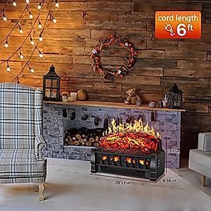 R.W.FLAME Electric Fireplace Log Set Heater 21IN, Remote Control, Flame Brightness Adjustable,Realistic Ember Bed