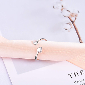Fookduoduo 925 Sterling Silver Ring Heart Semicolon Ring adjustable Wrap Open Rings for Women (Be Brave)