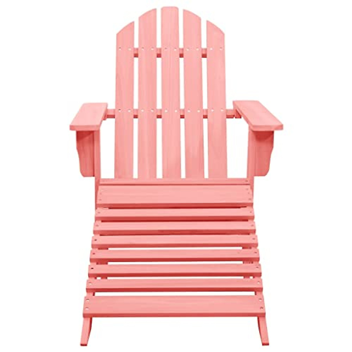 Tidyard Patio Adirondack Chair with Ottoman Solid Fir Wood Pink Outdoor Fire Pit Chair Wooden Garden Armchair for Porch Pool Lawn Deck Backyard Balcony Outdoor