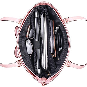 MOSISO Laptop Tote Bag Compatible with MacBook Pro 14 inch M4 M3 M2 M1,Compatible with MacBook Air/Pro,13-13.3 inch Notebook, PU Leather Large Capacity Work Bag Travel Handbag with Grid MO-GID002LTBR