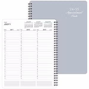 2024-2025 Weekly Appointment Book & Planner - July 2024 - June 2025, 2024-2025 Daily Hourly Planner, 8" x 10", Half Hour (30 Mins) Interval, Printed Tabs, Strong Binding, Round Corner, Thick Paper