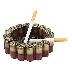 Ebros Rustic Western 12 Gauge Shotgun Shells Round Cigarette Ashtray Figurine 4.5"Diameter for Marksmen Hunting Country Old World Outdoor Lovers and Fans Decorative Ashtrays