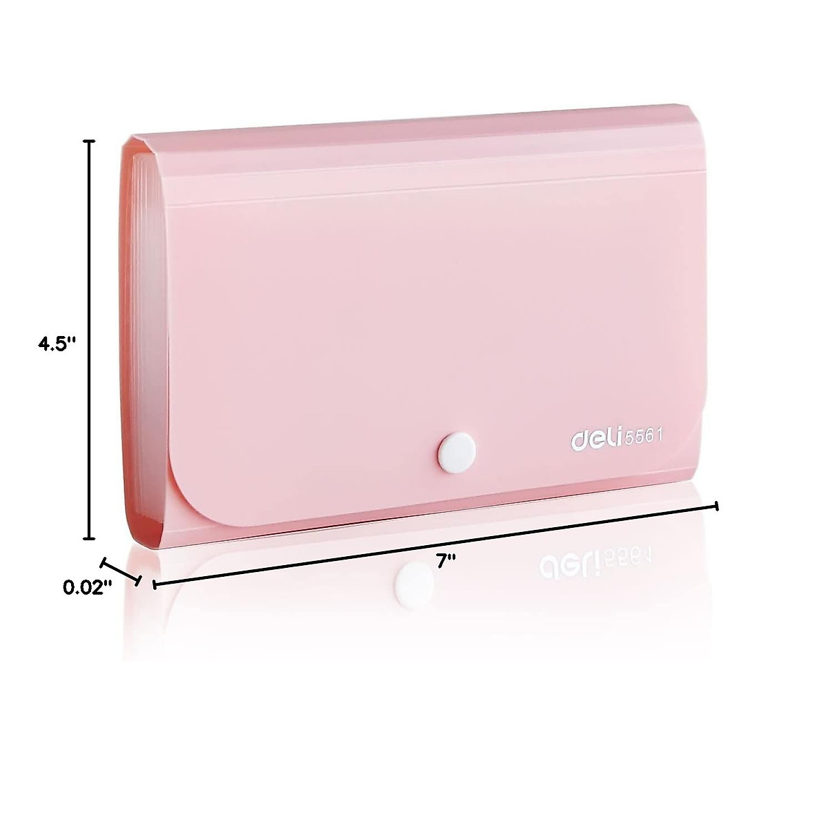 Expanding File Folder, Subdivision Accordion File Folder Mini Organizer PP Wallet for Cards,Coupons,Receipt,Tax Item or Changes,7x4.5 Inches,12 Pockets with Tabs and Check Case(Pink)