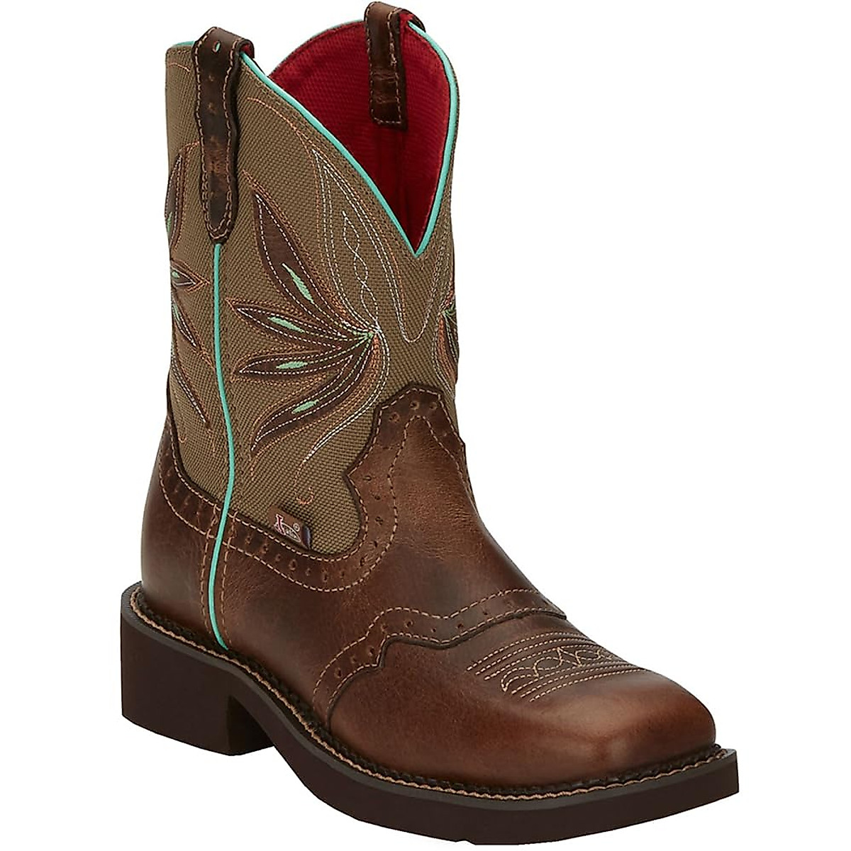 Justin Women's Nettie Western Boot Square Toe Olive 9.5 M US