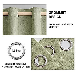 MIULEE Linen Textured 100% Blackout Curtains for Bedroom 84 Inches Long Sage Green Thermal Insulated Black Out Curtains/Draperies with White Liner for Living Room/Nursery, Grommet Top, 2 Panels