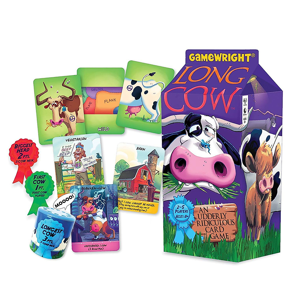 Gamewright Long Cow - an Udderly Ridiculous Card Game for 8 + Years Multi-colored, 5"