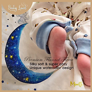 Baby Milestone Blanket Boy and Girl- Elephant and Moon Design, Baby Boy Gifts, Nursery Decor Baby Shower, Newborn Baby Blanket, Baby Growth Chart Blanket, Baby Milestone Blanket 50x40
