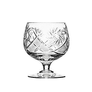 HOMEHUT Neman Set of 2 Russian Cut Crystal Brandy Snifter Glasses 11-oz, Old Fashioned Vintage Glassware (Brandy Snifter)