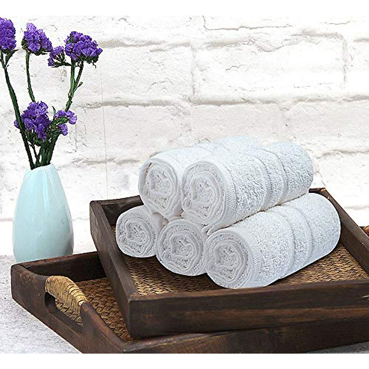 SOFTILE COLLECTION Salon Towel Pack of 24 (16 x 26 inches) 100% Ring Spun Cotton Ultra Soft & Highly Absorbent Salon Towel Hotel & Spa Quality Hand Towels for Gym Salon Spa & Home Care (White)