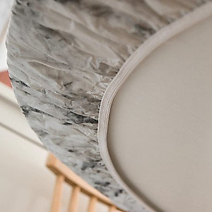 Round Vinyl Fitted Tablecloth with Flannel Backing Elastic Table Cloth Waterproof Oil-Proof Plastic Table Cover