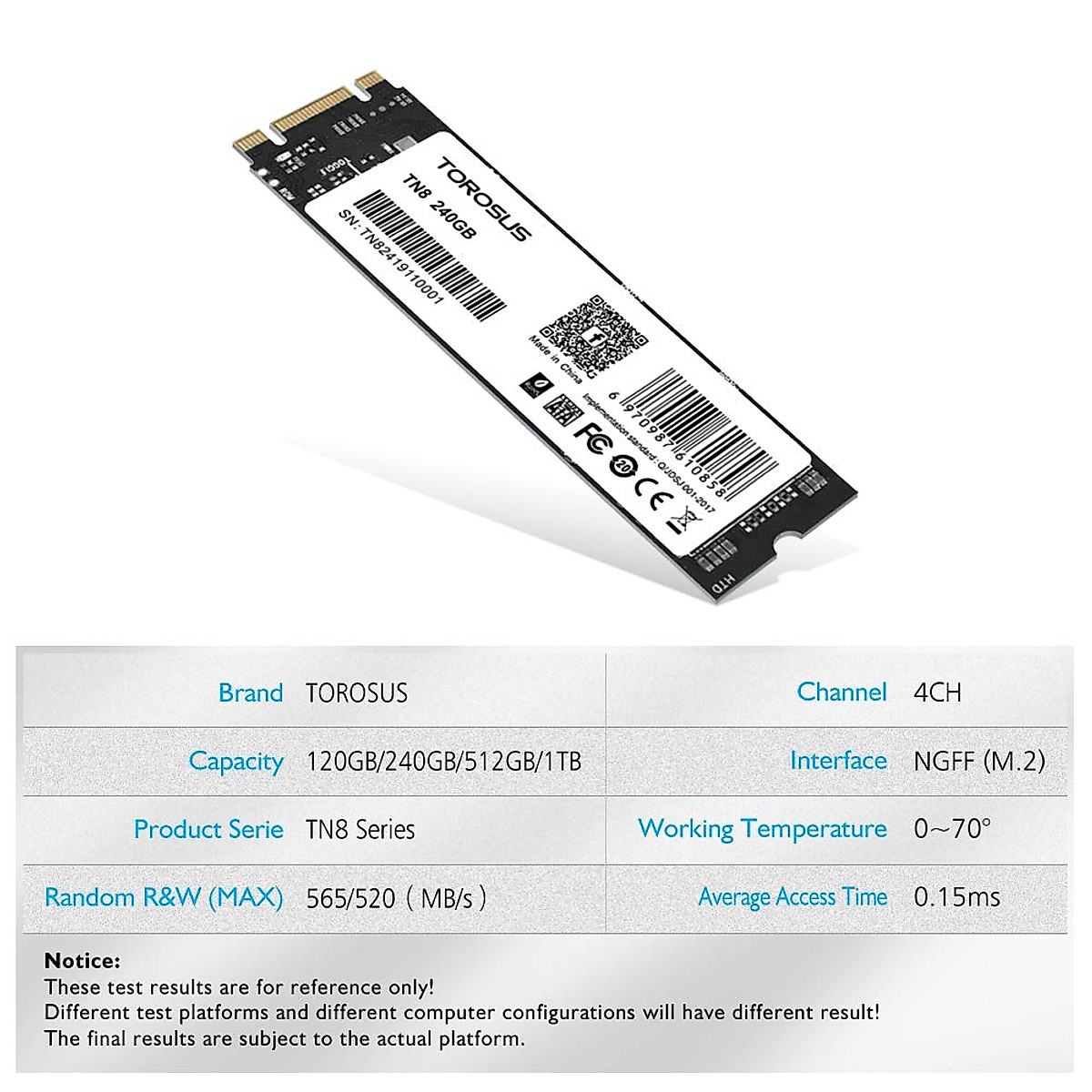 TOROSUS M.2 NGFF M.2 2280 240GB Solid State Drive Disk for Desktop PCs and MacPro