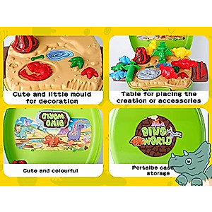 Crelloci Dinosaur Clay Toys, 26 PCS Dino Theme Color Tools and Molds Accessories for Boys Girls Christmas Halloween Party Gift