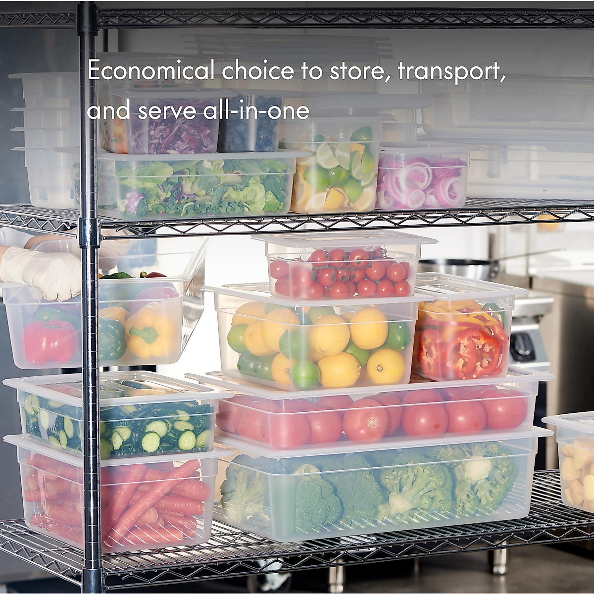 CURTA 6 Pack Translucent Food Pan with Lid, 1/9 Size 4" Deep NSF Listed Commercial-Grade Polypropylene Plastic