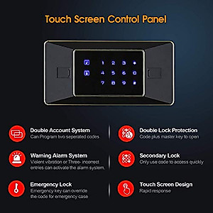 TIGERKING Heavy Duty Large Safe Box, 2.05 Cub Home Safe with Touch Screen Keypad & Built-in Lock Box, Digital Safe for Home Office Money Jewelry Documents Gun