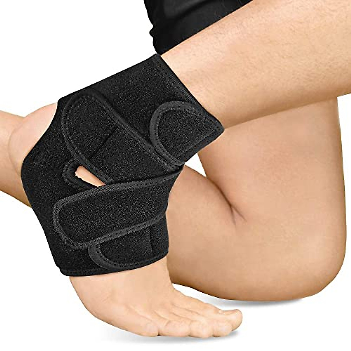 Bracoo Ankle Support Brace For Men & Women, Adjustable Compression Sleeve Strap Wrap, Sprain, Arthritis, Pain Relief, Sports Injuries and Recovery, Breathable Neoprene Brace, FS10 (Black, S/M)