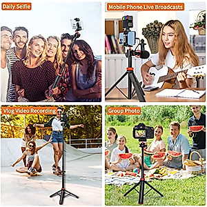 UURIG 52" Extendable Phone Tripod with Remote Selfie Stick 360° Ball Head Camera Tripod with 2 in 1 Phone Clip Cell Phone Stand for iPhone 14/13/12 Pro Max/Samsung/GoPro/Camera