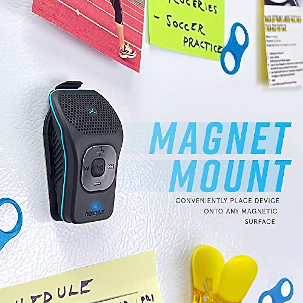 noxgear 39g Wearable Waterproof Bluetooth Speaker - Magnetic Clip-On Wireless Portable Bluetooth Speakers - Up to 12 Hours Battery Life - Clip Speaker with Microphone - Large Tactile Control Buttons