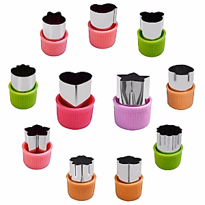 11Pcs Vegetable Cutter Shapes Set Mini Cookie & Fruit & Pie Stamps Mold Stainless Steel Mini Cookie Cutters Mini Food Cutters for Kids Baking and Food Supplement Tools Accessories Christmas Gift