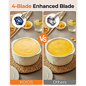 KOIOS Immersion Blender, 1100W Trigger Variable Speed Hand Blender, 5-in-1 Immersion Blender Handheld, Anti-scratch Stick Blender with Chopper, Whisk, Beaker and Frother, Non-BPA