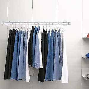 AddGrace 2 Pack Clothes Rack White Wall Mounted Industrial Pipe Clothing Rack for Hanging Clothes Multi-Purpose Garment Bar for Wardrobe and Laundry Room