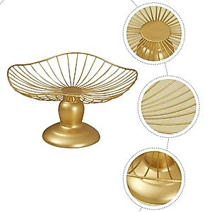 Hemoton Gold Footed Fruit Basket: Metal Wire Fruit Bowl Decorative Snacks Plate Dessert Cake Serving Bowl Appetizers Platter Tray for Home Party Kitchen