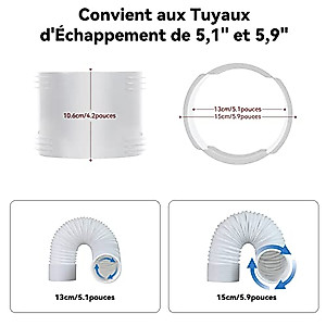 AGPTEK 2 In 1 Exhaust Hose Coupler, 5.1&5.9" Exhaust Vent Hose Adapter, Portable AC Duct Hose Connector and Extender, Air Conditioner Tube Accessories, Support Clockwise &Counter-Clockwise Thread Hose