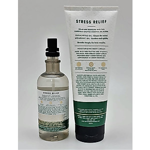 Bath & Body Works - Aromatherapy - Eucalyptus Spearmint – Stress Relief - 2 pc Bundle - Essential Oil Mist- 5.3 fl oz - & Body Cream - 8 oz