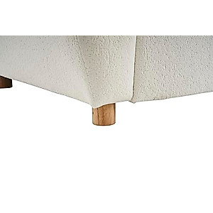 Deap Seat Curved Modular Sectional Sofa Teddy Fleece Upholstered Cloud Couch with 5 Decorative Throw Pillows,Modern Luxury 3-Seat Boucle Leisure Sofá with Solid Wood Legs for Living Room Office