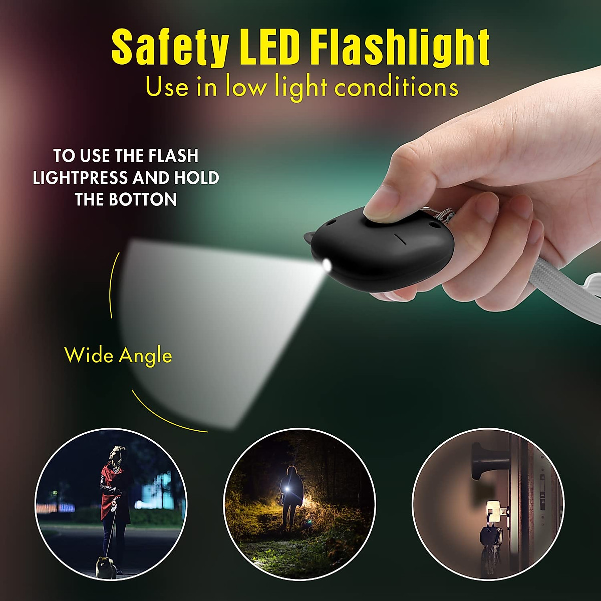 Keychain Set for Girls with Personal Alarm, Funseeya Keychain Accessories with Personal Sound Siren, Cute Pom Pom, Locking Carabiner Clip and Whistle