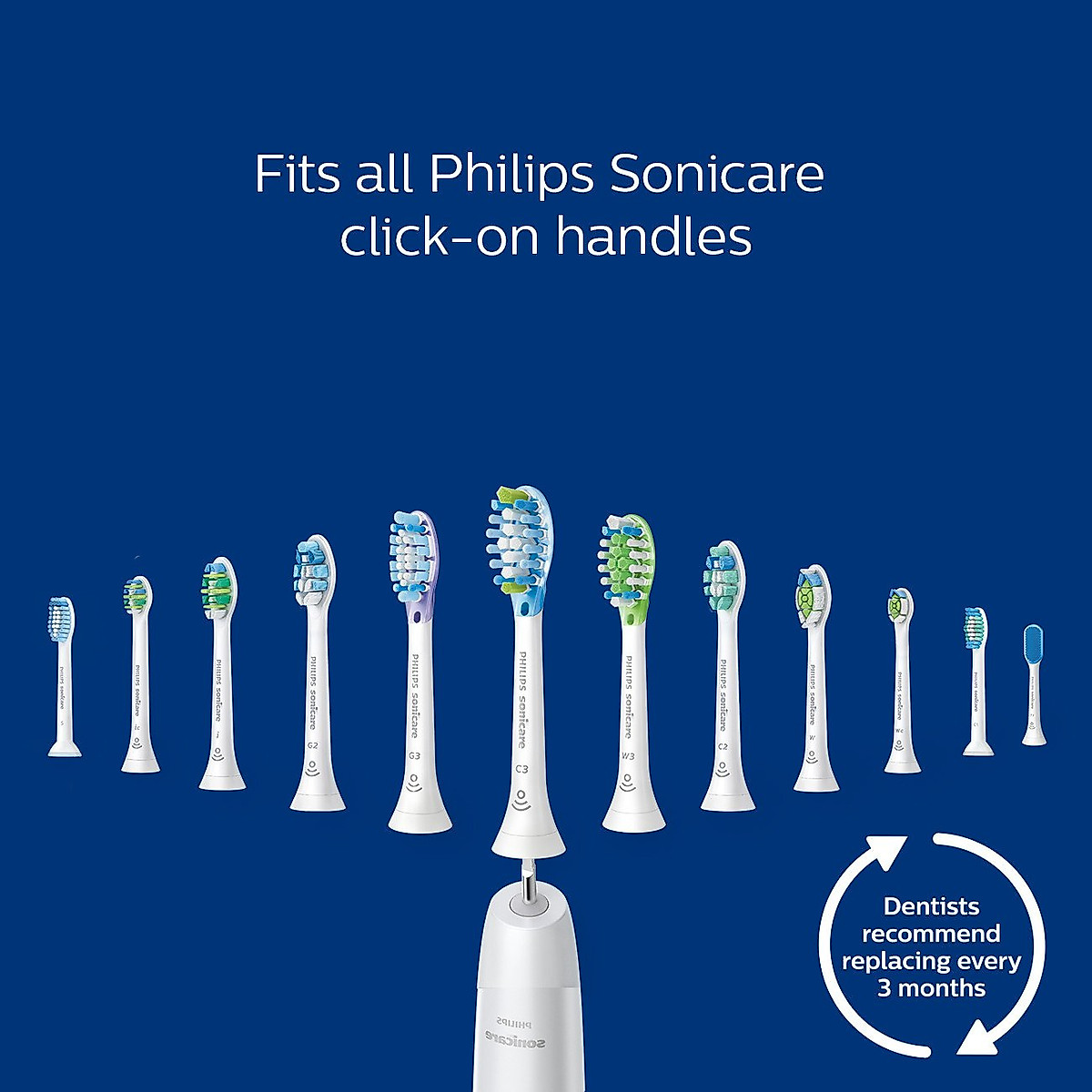 Philips Sonicare Genuine DiamondClean replacement toothbrush heads, HX6062/64, White 2-pk