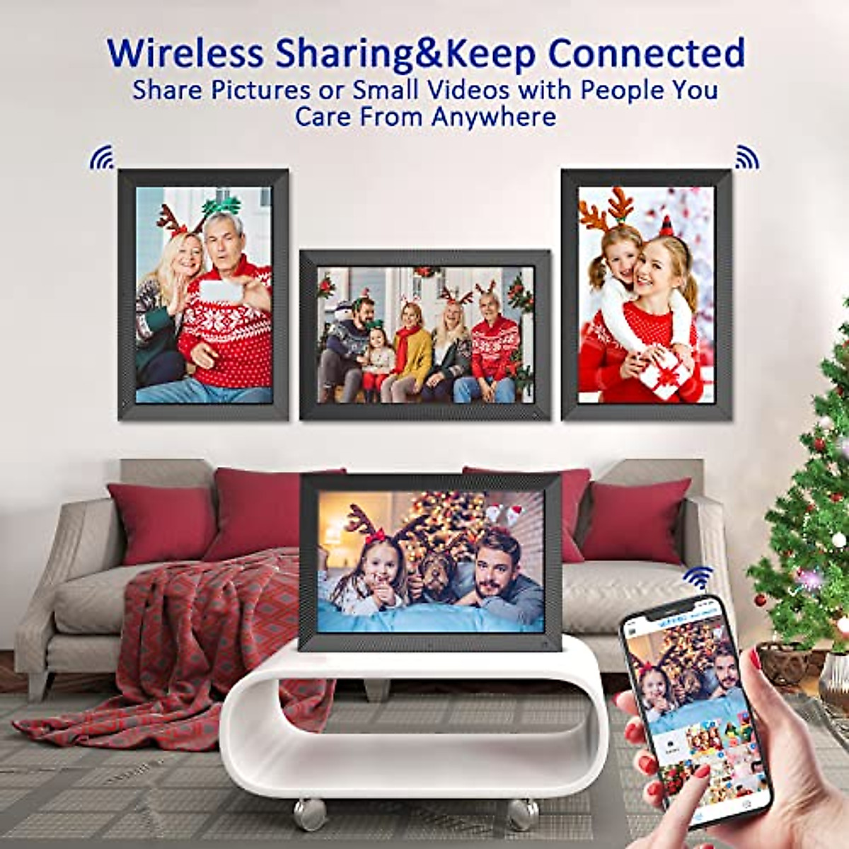 19-inch Dual-WiFi Digital Photo Frame - Digital Picture Frame, 32GB, Motion Sensor, Full Function, Sharing Photos and Videos via App or Email Instantly, Unlimited Cloud Storage, Wall Mountable