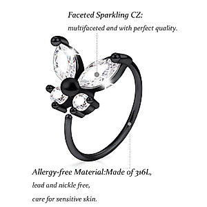 Vsnnsns 20G Nose Rings Hoop Mix Color Nose Piercing Jewelry Stainless Surgical Steel Daith Rook Cartilage Helix Earrings Hoop Ear Nose Septum Rings Body Piercing Jewelry for Women Men 8mm