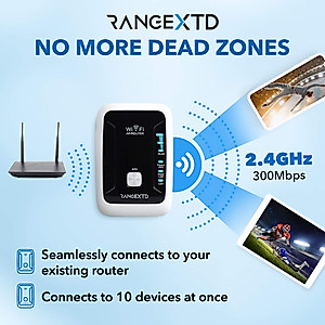 RANGEXTD WiFi Extender with Ethernet Port - WiFi Signal Amplifier Increases Home WiFi Coverage | Single-Band 2.4GHz WiFi Range Booster Fixes Dead Spots | Up to 300Mbps Speed, 10 Devices