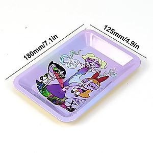 Rolling Trays Premium Metal Tray with Design - Perfect Size for Home Or Travel Accessories, Pink
