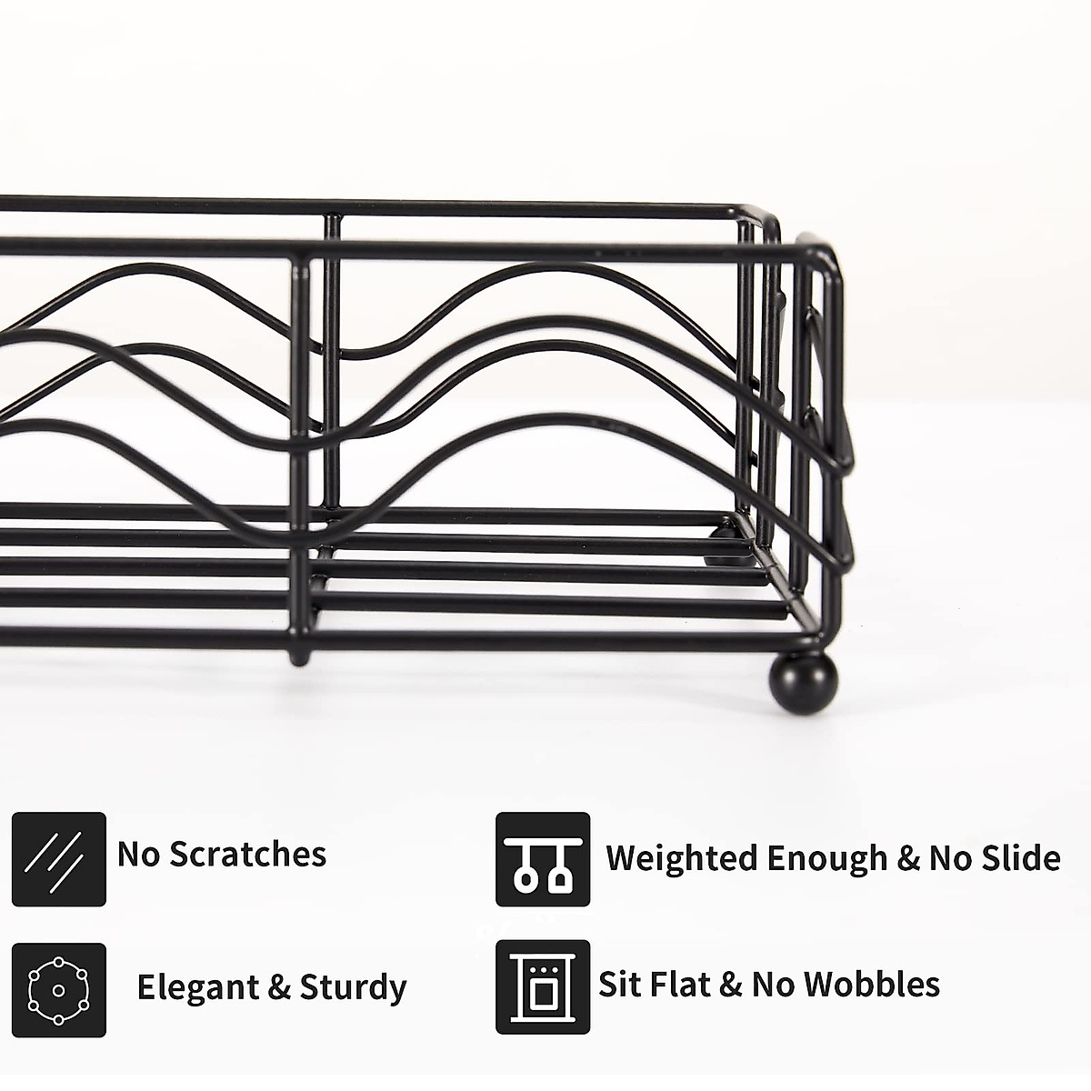 Ebristar Guest Towel Napkin Holder, Elegant Disposable Paper Hand Towel Holder, Modern Black Napkin Holder Storage Tray, Sturdy Guest Towel Holder Tray for Bathroom Kitchen Dining Table - Rectangle