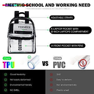 yisibo LED Strip Lights Clear Backpack,8 RGB Colors with 10 Flashing Mode,4 Music Mode and 4 Timer,TPU Transparent Waterproof Heavy Duty See Through Backpack for School,Music Festival,Stadium Approved