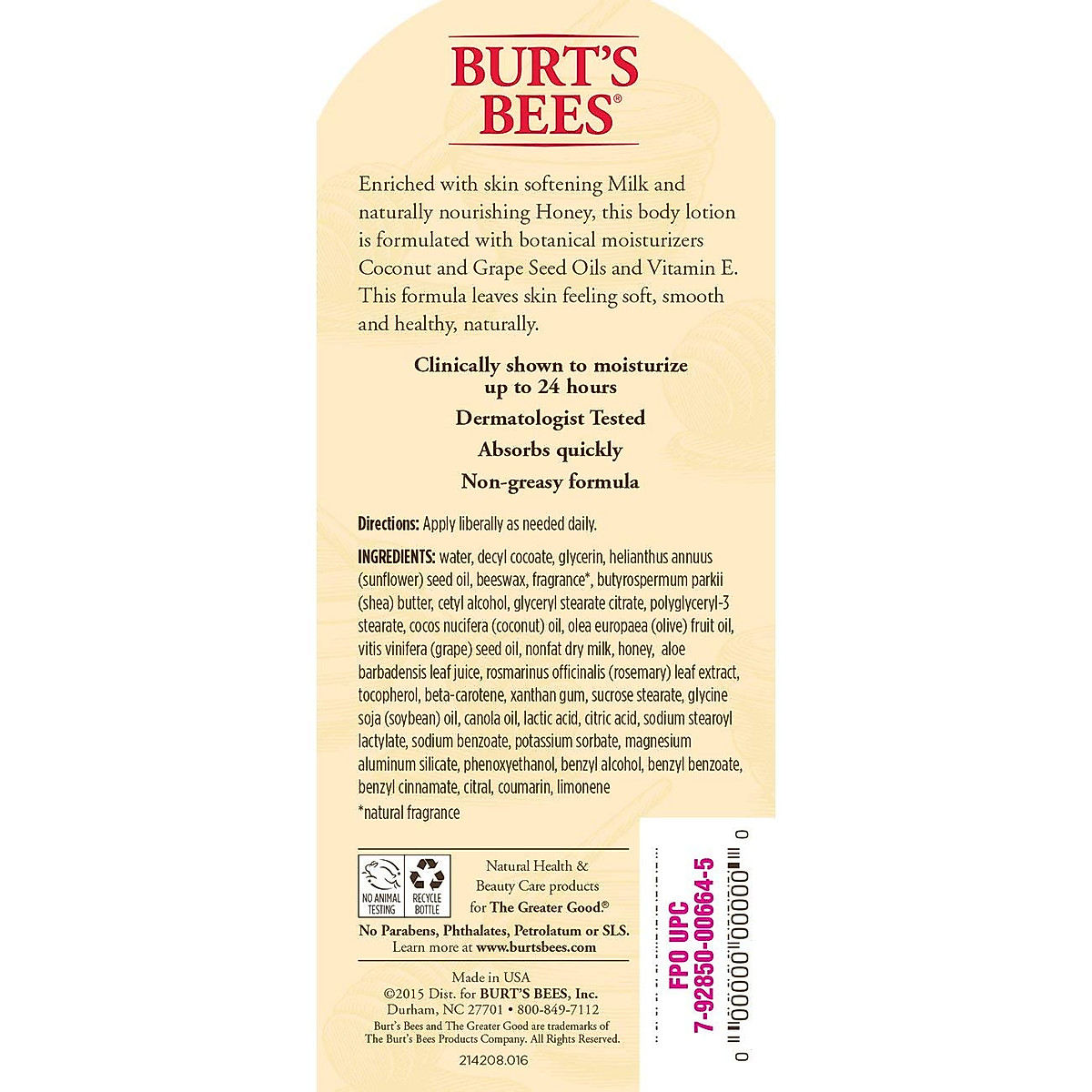 Burt's Bees Milk and Honey Body Lotion, 12 Ounces (Pack of 3)