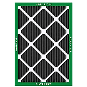 Filterbuy 20x25x1 Air Filter MERV 8 Odor Eliminator (12-Pack), Pleated HVAC AC Furnace Air Filters Replacement with Activated Carbon (Actual Size: 19.50 x 24.50 x 0.75 Inches)