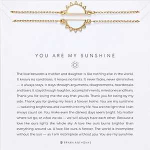 Bryan Anthonys You Are My Sunshine Necklace, 14K Gold Necklace for Women, Sun Pendant, 2 Piece Set, Adjustable Length