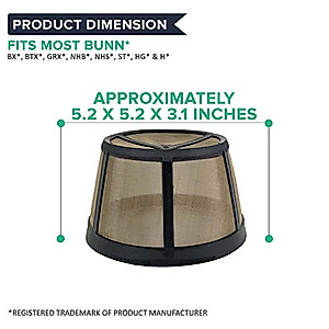 Think Crucial Replacement Coffee Filter - Compatible with 18oz Bunn Coffee Makers Part # C60666 – Fits Most Bunn BX, BTX, GRX, NHB, NHS, ST, HG & H Models - Permanent Coffee Filters - 1 Pack