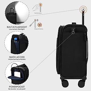 Verage Toledo Underseat Carry On Luggage 15-Inch Softside Small Suitcase with Spinner Wheels & USB Port (Black, Carry-On 15-Inch)