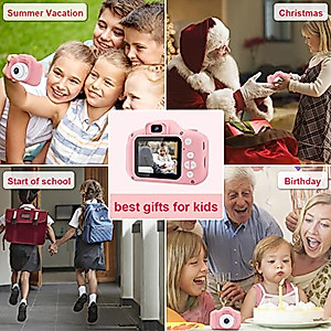 YUE3000 Upgrade Kids Camera,Gifts for Boys and Girls of Age 3-9, 1080P HD Digital Video Cameras for Toddler, 20M high -Definition Digital Camera, Suitable for Portable Toys with 32GB SD Card-Pink