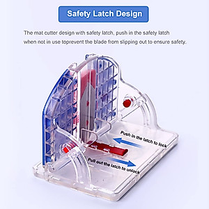 Mat Cutter 45 & 90 Degree Bevel Mat Board Cutter with 3 Replacement Blades Professional Beveled Cut tool for Art Picture Framing Foam board Card board (Blue + 3 Replacement Blades)