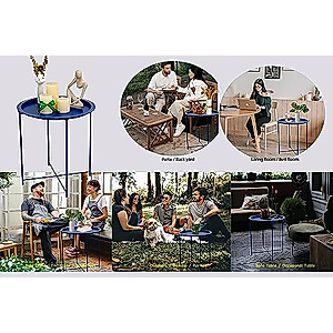 Nohle End Table for Living Room,Accent Table Round Tray Tables with Storage,Small Nightstand,Metal Side Table 18.5in. (Royal Blue)