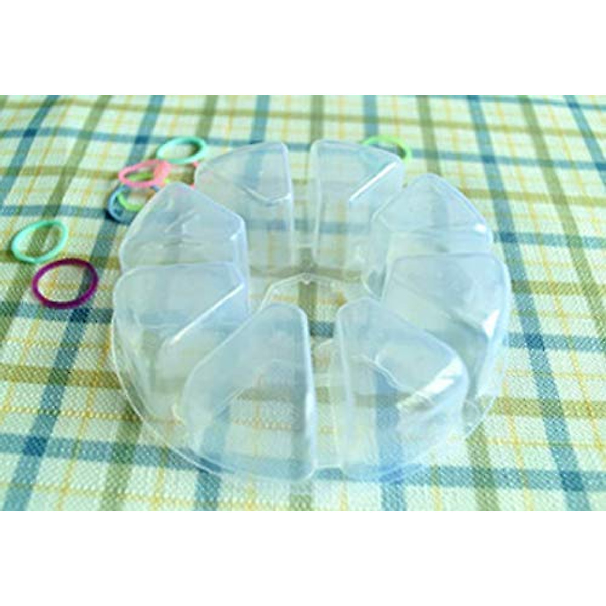 WOIWO 2 PCS Round 8-Case Storage Box Transparent PP Plastic Box Beaded Box Nail Parts Box Storage Jewelry Storage Small Box