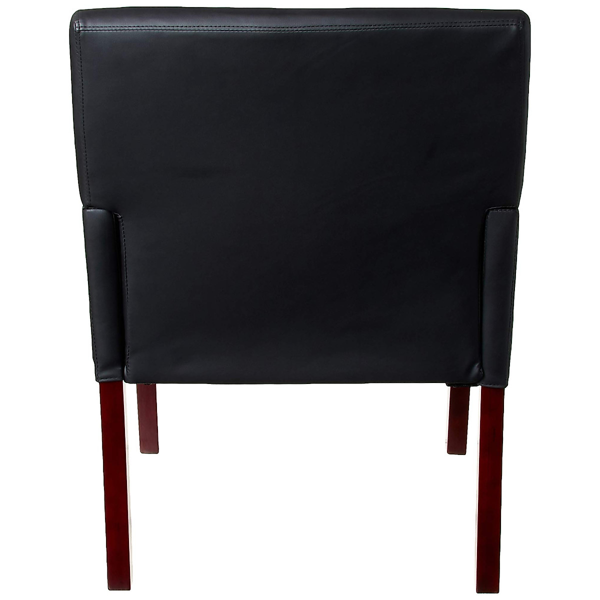 Boss Office Products Reception and Guest Box Arm Chairs with Mahogany Finish in Black
