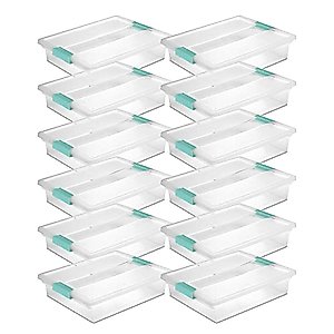 Sterilite 5.7 Qt Large Clear Plastic Stackable Storage Container Bin Box Tote w/Clear Latching Lid Organizing Solution for Home & Classroom, (12 Pack)